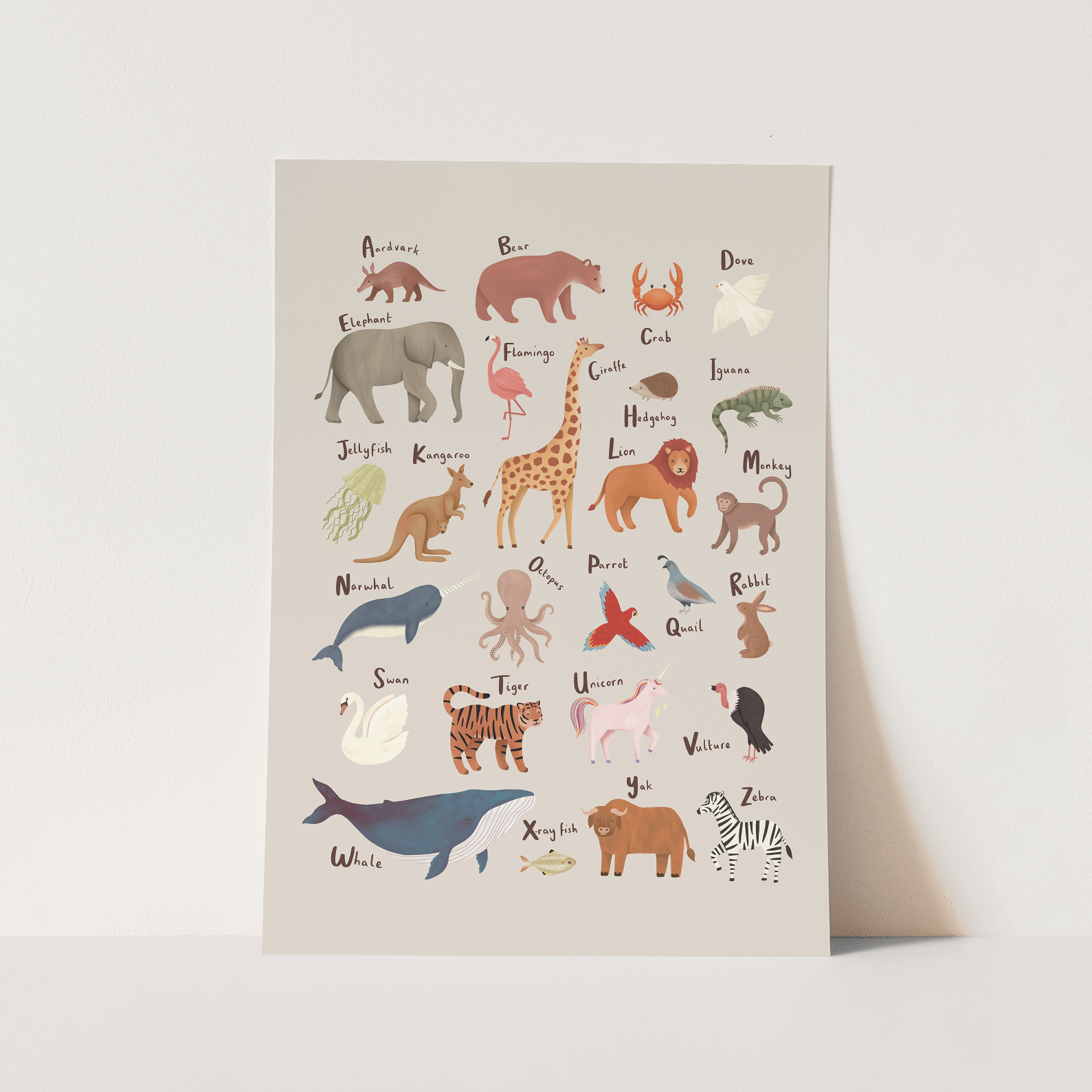 Kid of the Village Animal Alphabet Art Print - Stone – Soren's House